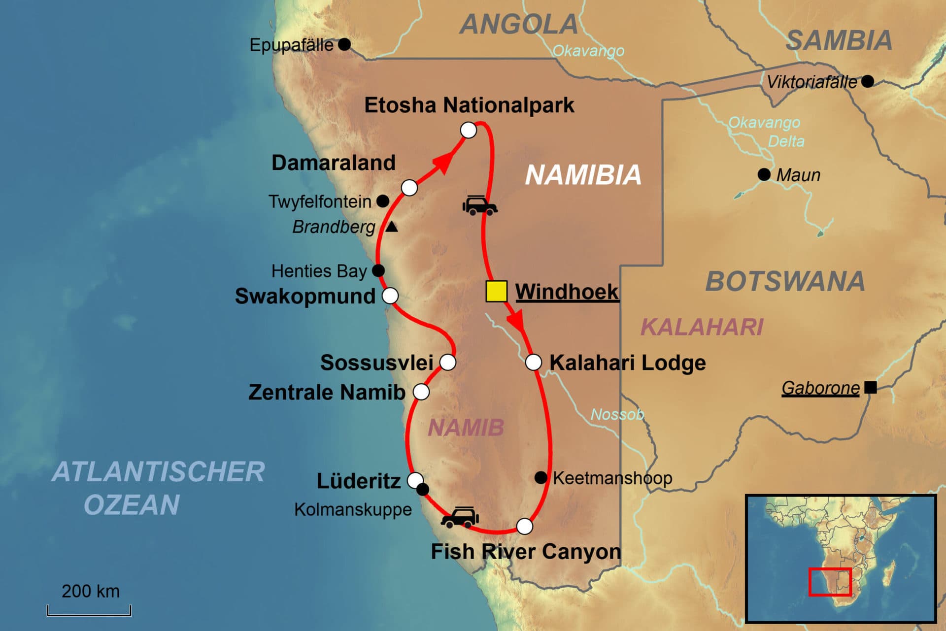 Namibia Rundreise - Namibia Tradition - vom Spezialisten Jet Reisen